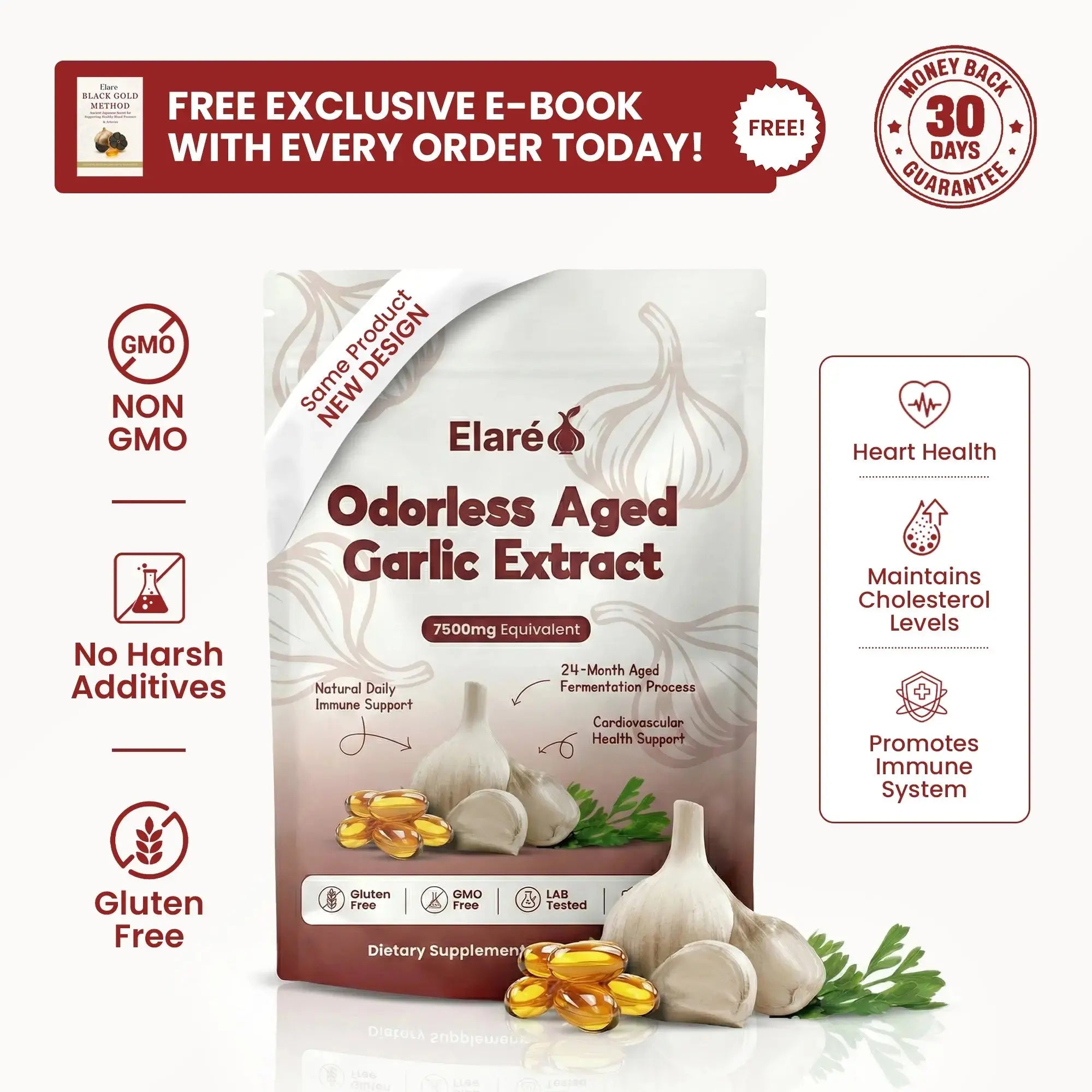 Aged Garlic Extract - 7500mg Odorless - Elare