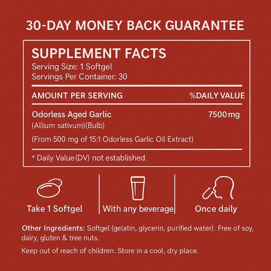 Aged Garlic Extract - 7500mg Odorless - Elare